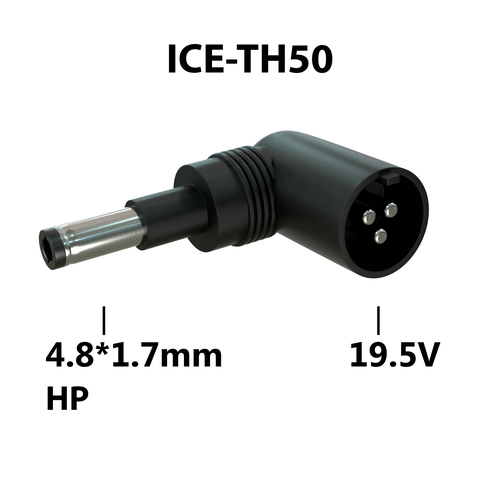 Коннектор адаптер переходник питания для ноутбуков HP. ICEPAD ICE-TH50, гнездо 3 pin 19,5V - штекер 4,8*1,7mm, угловой