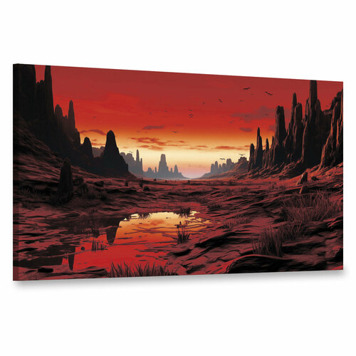 Интерьерная картина 100х60 "Пейзаж с пустыней и каменными скалами"