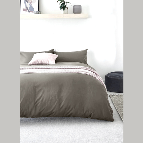 Однотонное постельное бельё sp002-2-70, цвет Теплый Серый, 2-спальный, матовый сатин, наволочки 70x70