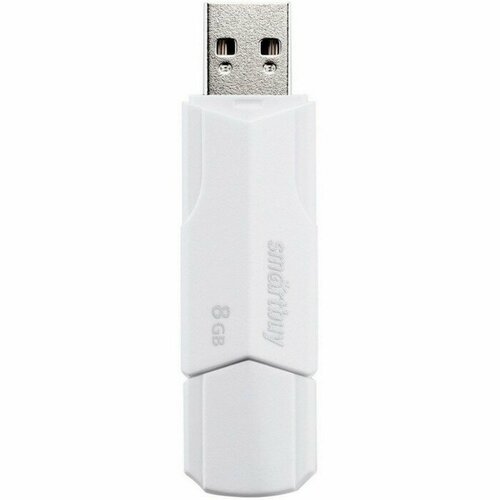 Флешка Smartbuy 8GBCLU-W, 8 Гб, USB2.0, чт до 25 Мб/с, зап до 15 Мб/с, белая