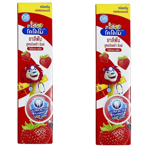 LION Thailand Kodomo паста зубная для детей с 6 месяцев с ароматом клубники, 65 г - 2 упаковки
