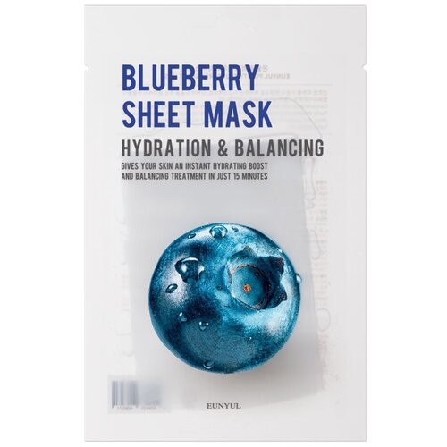Eunyul Purity Blueberry Sheet Mask тканевая маска с экстрактом черники, 22 г, 22 мл