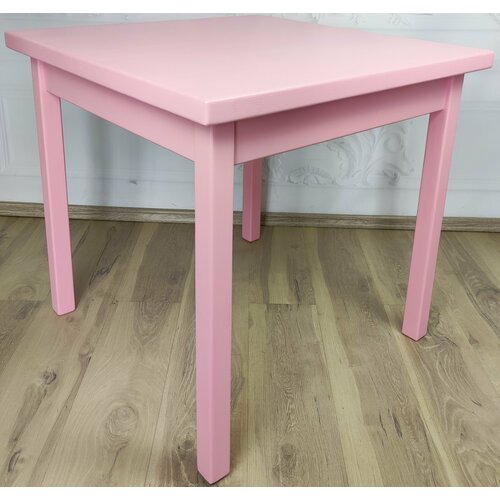 Стол кухонный Классика с квадратной столешницей из массива сосны 40 мм, 75х75х75 см, цвет розовый