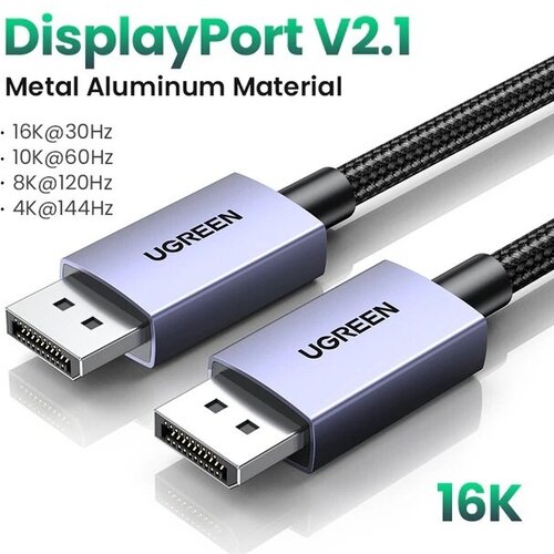 Кабель DisplayPort 2.1 UGREEN 16K, 80 Гбит/с, 240 Гц, 2 метра