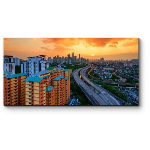 Модульная картина Пылающий закат над Куала-Лумпур170x85