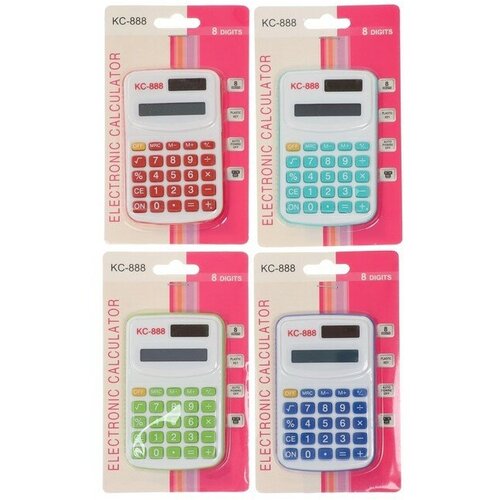 Калькулятор карманный с цветными кнопками, 8 - разрядный, микс