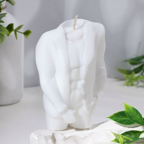 SUI Свеча фигурная "Мужской силуэт" в пиджаке, 7,5х3х11 см, белый