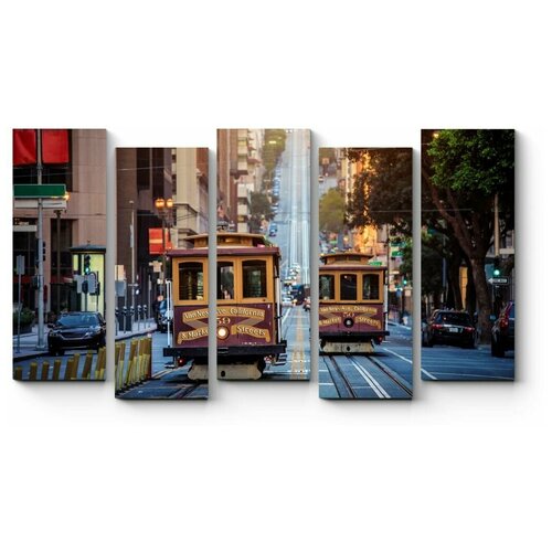 Модульная картина Два старинных трамвая по улицам Сан-Франциско200x116