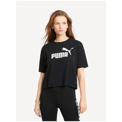 Топ спортивный PUMA Essentials Logo Cropped Women's Tee, размер L, черный