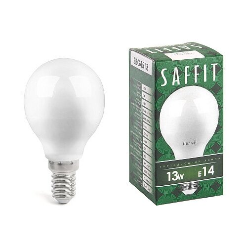 Лампа светодиодная SAFFIT SBG4513 Шарик E14 13W 4000K 55158 5 штук