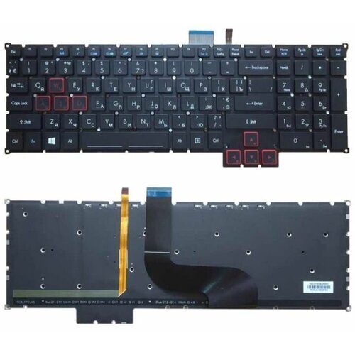 Клавиатура для ноутбука Acer Predator 17, 15, G9-591, 591R, G9-592 черная, без рамки, с подсветкой