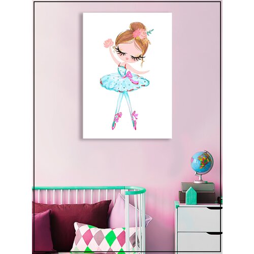 Картина для интерьера на натуральном хлопковом холсте "Танцующая балерина", 38*55см, холст на подрамнике, картина в подарок