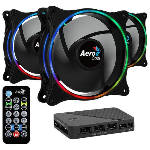 Комплект вентиляторов для корпуса AeroCool Eclipse 12 Pro, черный/ARGB