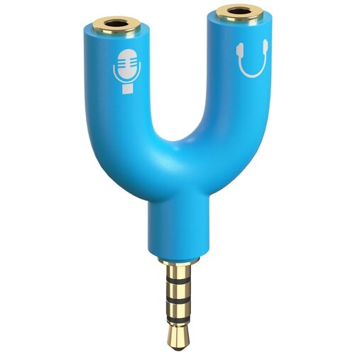 Переходник/адаптер GSMIN Taurus mini jack 3.5 mm - 2 x mini jack 3.5 mm, голубой