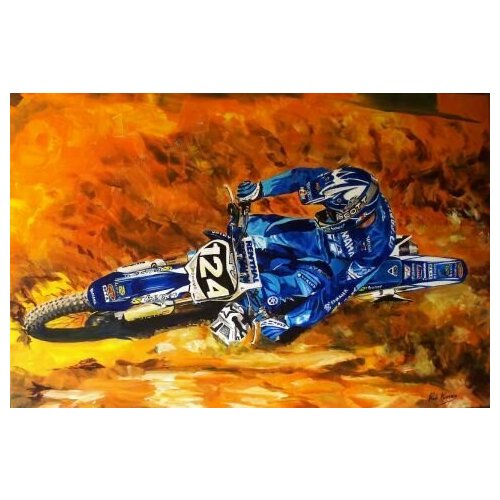 Плакат, постер на холсте Motocross-Мотокросс. Размер 60 х 84 см