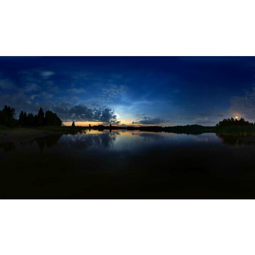 Картина на холсте 60x110 LinxOne "Вечер отражение облака река" интерьерная для дома / на стену / на кухню / с подрамником