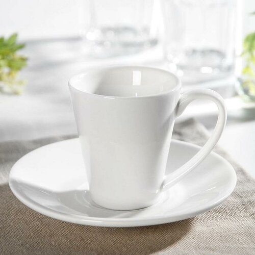 Wilmax England Кофейная пара фарфоровая Wilmax, 2 предмета: кружка 110 мл, блюдце d=13,2 см, цвет белый