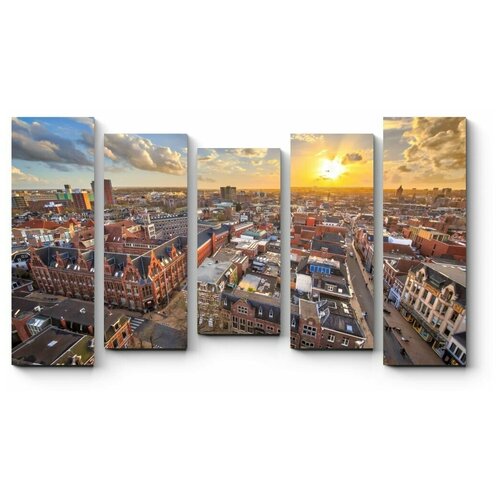 Модульная картина Чарующий Амстердам на закате. 180x108