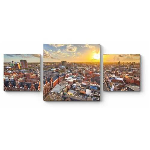 Модульная картина Чарующий Амстердам на закате. 110x47