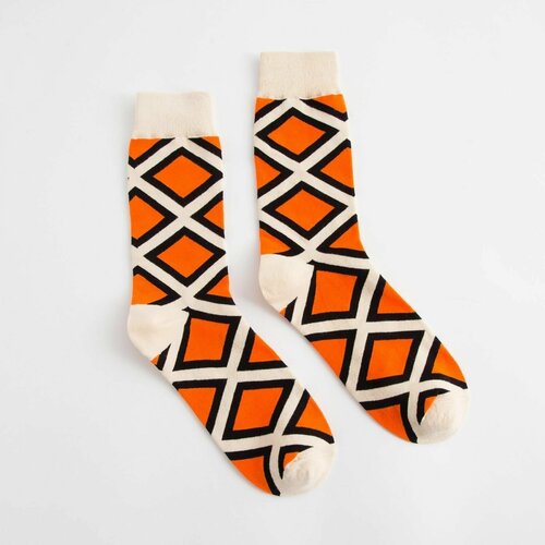 Носки Minaku, размер 41, оранжевый, черный, бежевый