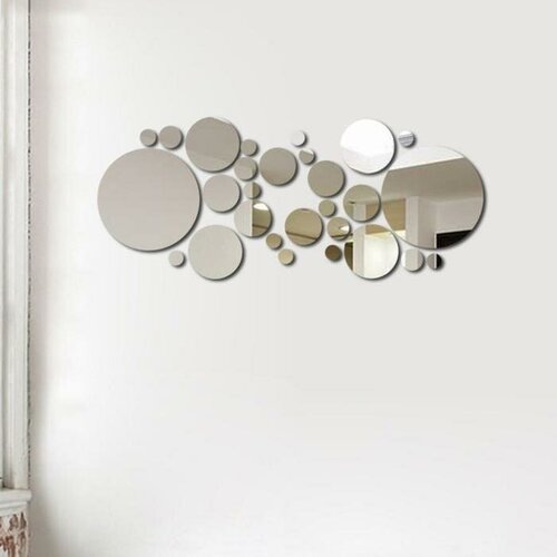 Декор настенный "Пузырьки", из акрила, зеркальный, 32 элемента, диаметр от 2 до 15 см