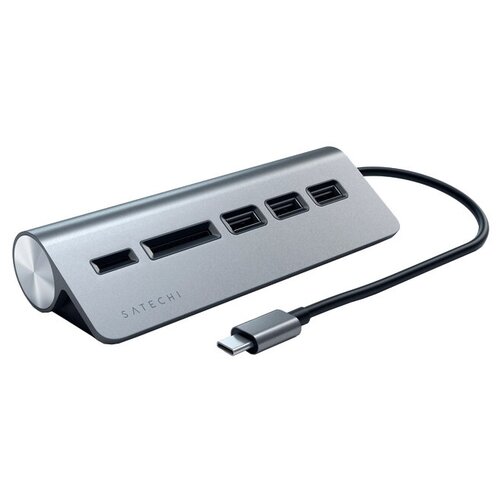 USB-концентратор  Satechi Type-C Aluminum USB 3.0 Hub & Micro/SD Card Reader, разъемов: 3, space gray