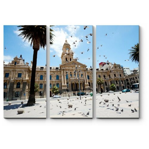 Модульная картина Летящие голуби над площадью Кейптауна 140x100