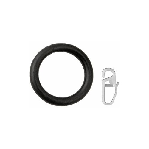Кольцо с крючком для карниза d16/19 мм, 10 штук, цвет Черный, бесшумные