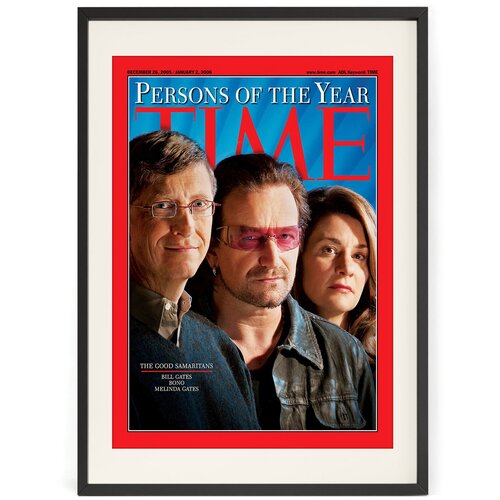 Плакат на стену с обложкой Тайм (Time) Билл Гейтс и Боно 2006 год 70 x 50 см в тубусе