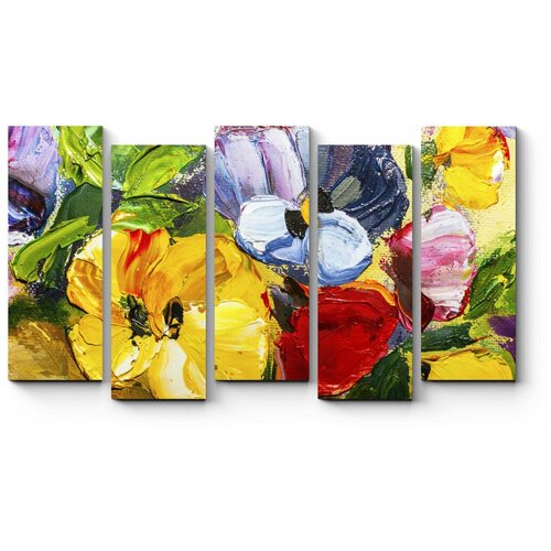 Модульная картина Яркие тропические цветы 90x52