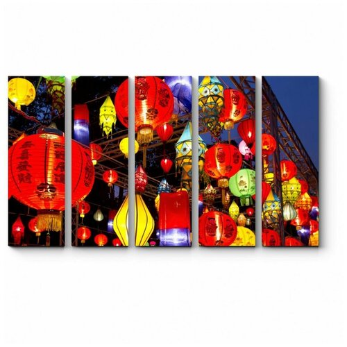 Модульная картина Волшебный свет китайских фонариков, Гонконг 90x54