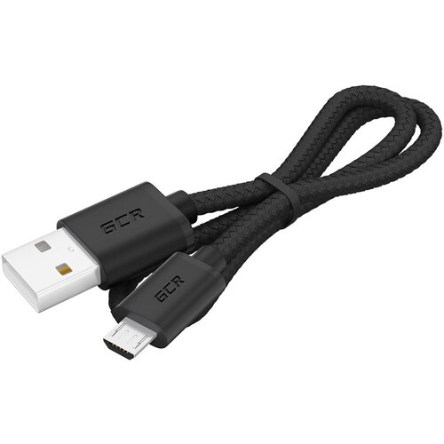 GCR Кабель 1.0m MicroUSB, быстрая зарядка, черный нейлон, GCR-54085 Кабель Greenconnect 1 м (GCR-54085)