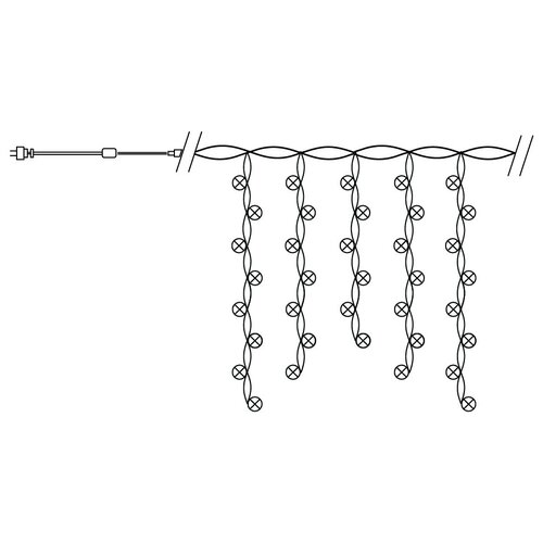 Светодиодная гирлянда CL23 бахрома, статичная, 5,3м*0,8м + 3м 230V 5000К c питанием от сети, прозрачный шнур, FERON 32349 (1 шт.)