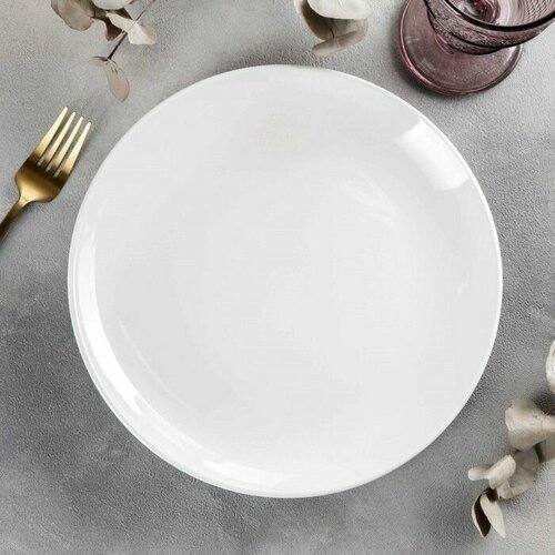 Тарелка обеденная Olivia Pro, d 25,5 см, с утолщённым краем, цвет белый
