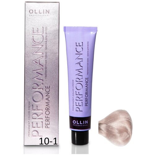 OLLIN Professional Performance перманентная крем-краска для волос, 10/1 светлый блондин пепельный, 60 мл
