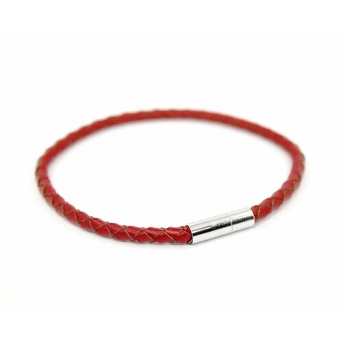 Плетеный браслет, 1 шт., размер 24 см., серебряный, красный