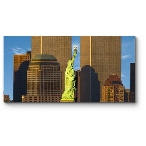 Модульная картина Всемирный торговый центр за Статуей Свободы190x95