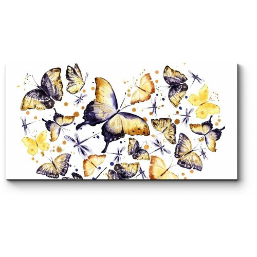 Модульная картина Винтажные бабочки 100x50