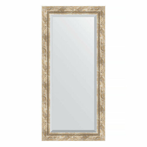Зеркало настенное с фацетом EVOFORM в багетной раме прованс с плетением, 53х113 см, для гостиной, прихожей, спальни и ванной комнаты, BY 3485