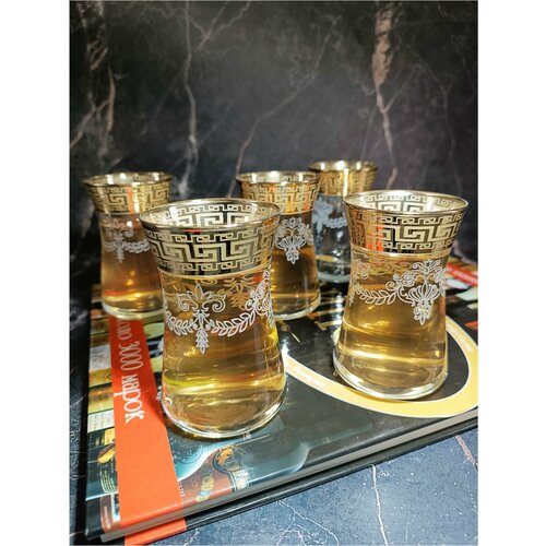 Подарочный набор турецких стаканов для чая / кофе, Армуды с алмазной гравировкой PROMSIZ Барокко / 160 мл, 6 шт.