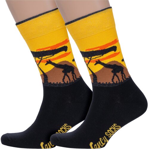 Носки PARA socks, 2 пары, размер 36-40, желтый, черный