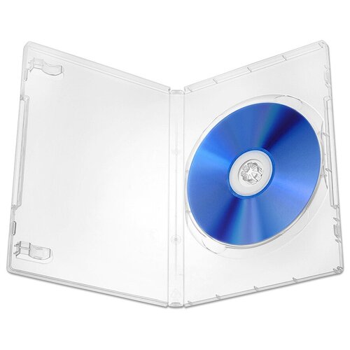Коробка DVD Box для 1-2 дисков 14мм (1 высокое гнездо) полупрозрачная, упаковка 10 штук.