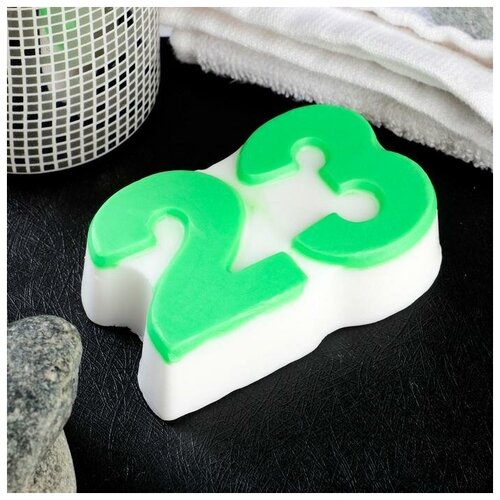 Фигурное мыло "23" зелёное на белом, 95гр (1шт.)