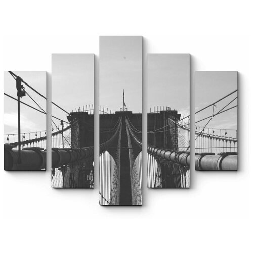 Модульная картина Линии черно-белого моста 75x60