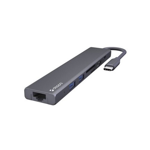 USB-концентратор  Deppa USB Type-C 7 в 1 (73127), разъемов: 3, графит