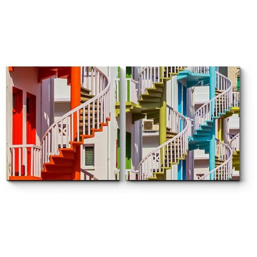 Модульная картина Яркие винтовые лестницы120x60
