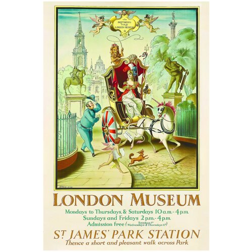 Постер / Плакат / Картина Реклама музея истории Лондона 50х70 см в раме