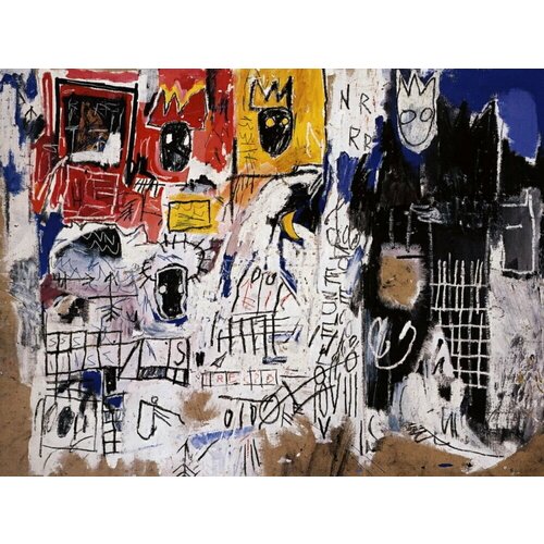 Плакат, постер на холсте Basquiat J. M.-Peso Neto Acrylique et Crayon gras sur papier coll sur toile/Баския Жан-Мишель/искусство. Размер 21 х 30 см