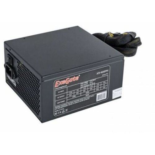 Блок питания ATX Exegate 600PPX EX221642RUS 600W RTL, black, APFC, 14cm, 24p+(4+4)p, PCI-E, 5SATA, 3IDE, FDD