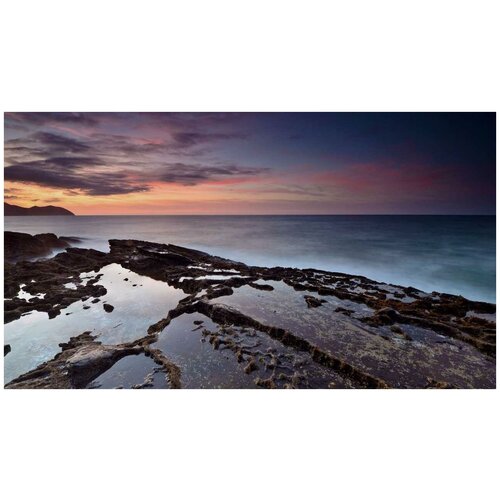 Картина на холсте 60x110 Альянс Лес "Море пейзаж закат" на подрамнике / интерьер/ декор